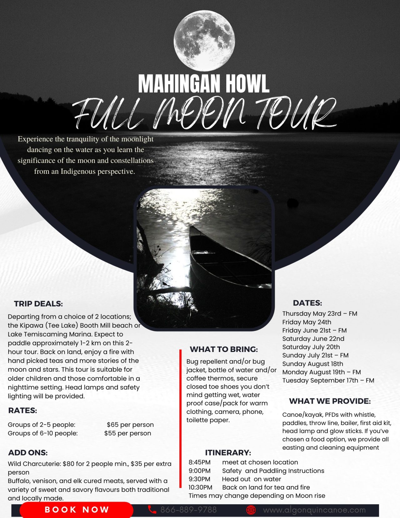 Mahingan Howl – Full Moon Tour - Algonquin Canoe